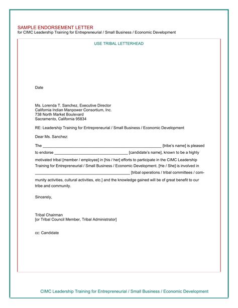 Free Printable Endorsement Letter Templates [sample Pdf]