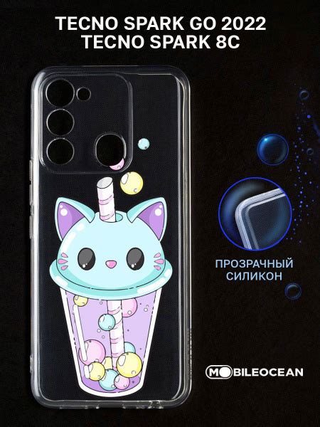 Чехол для Tecno Spark 8C, Spark Go 2022 прозрачный, с защитой камеры, с ...