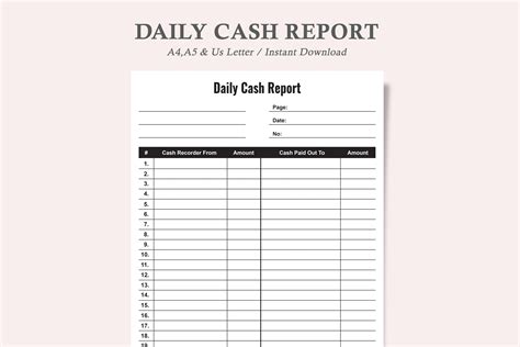Printable Cash Log Template