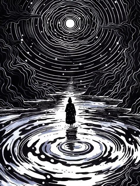 Premium Ai Image Junji Ito Keith Haring Black And White Ink Pen No