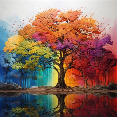 Premium Ai Image Tree Contemporary Art Tree Painting Tree Vibrant
