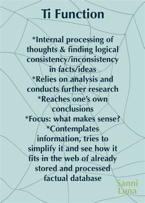 Ti Cognitive Function Cognitive Functions Mbti Cognitive Function