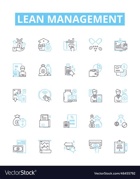 Lean Management Line Icons Set Royalty Free Vector Image