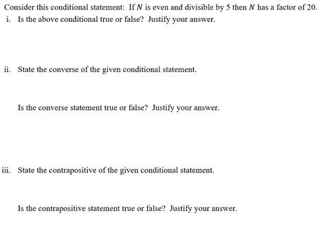 Solved Consider This Conditional Statement If N Is Even And