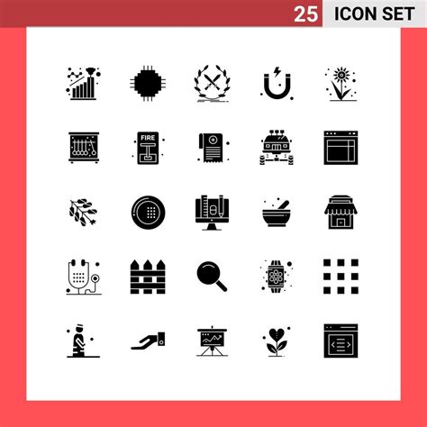 User Interface Pack Of 25 Basic Solid Glyphs Of Science Attraction Electronic Swords Game