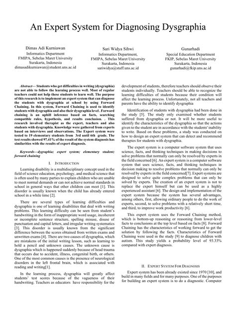 Pdf An Expert System For Diagnosing Dysgraphia