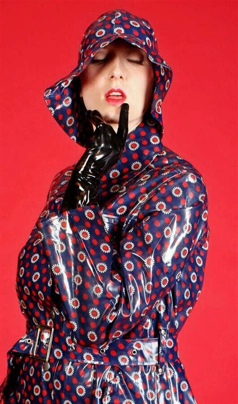 Polished Elegant And Shiny In Her Floral PVC Mackintosh Rain Fashion