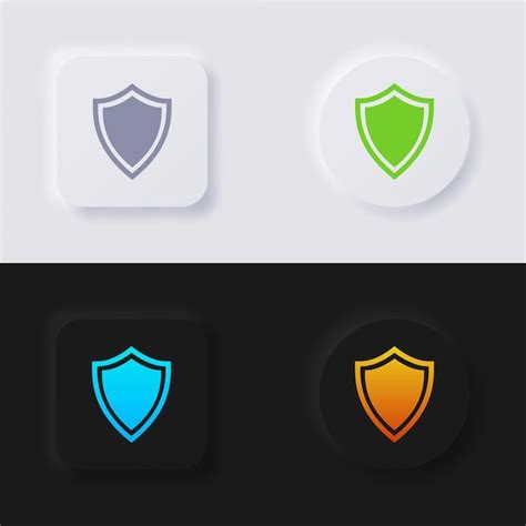 Premium Vector Shield Icon Set Multicolor Neumorphism Button Soft Ui Design For Web Design