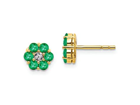 10k Yellow Gold And Rhodium Over 10k Yellow Gold 6mm 057ctw Emerald