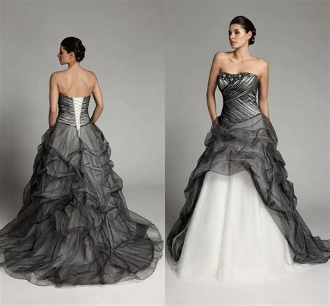 Vintage Gothic Black And White Wedding Attendee Dress With Strapless