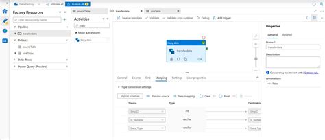 i am creating a copy activity in azure data factory with auto create