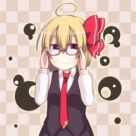 Safebooru Ahoge Bespectacled Blonde Hair Checkered Checkered