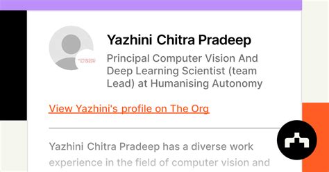 Yazhini Chitra Pradeep Principal Computer Vision And Deep Learning