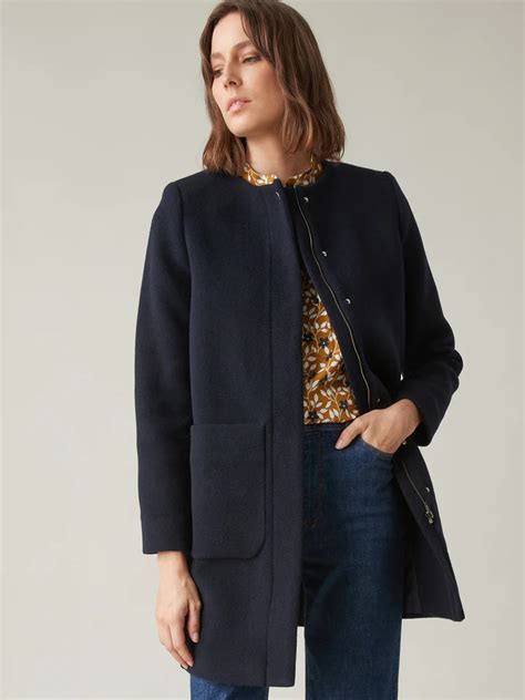 Manteau Sans Col Lainage Femme Cyrillus Encre Ventes Pas Cher