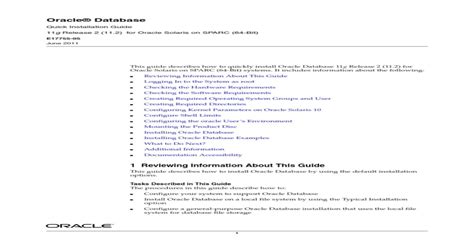 Pdf Database Quick Installation Guide For Oracle Solaris On Sparc 64 Bit Dokumentips