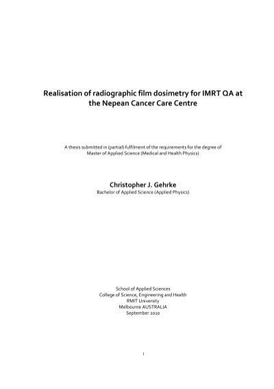 Realisation Of Radiographic Film Dosimetry For Imrt Qa At The