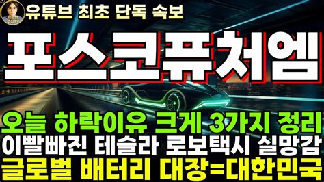 포스코퓨처엠 주가전망 단독 오늘 하락이유 크게 3가지 정리 이빨빠진 테슬라 로보택시 전기차 화재 프랑스 4명 사망 트럼프 당선 가능성 우위 Youtube