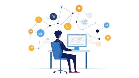 Business Person Manages Workflow Automation Person Monitors Process On