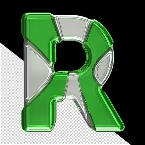 Premium Psd Silver Symbol With Green Inlays Letter R