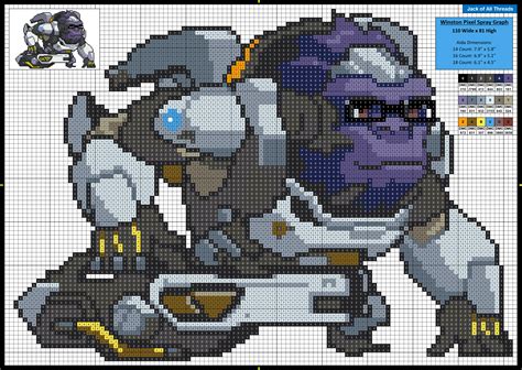 Overwatch Winston Pixel Spray Graph Cross Stitch Pattern R