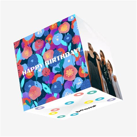 Amazing Flowers Happy Birthday Confetti Exploding Greetings Card Boomf