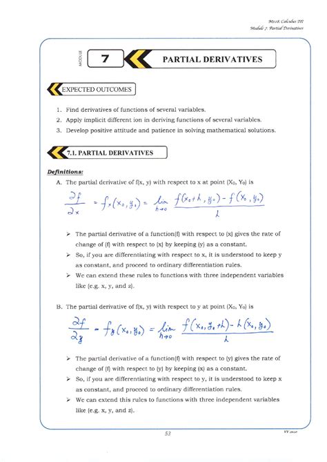 SOLUTION Calculus Iii Partial Derivatives Examples And Techniques