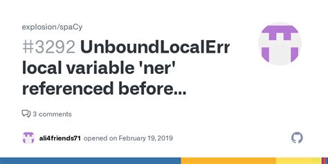 Unboundlocalerror Local Variable Ner Referenced Before Assignment In Spacy · Issue 3292
