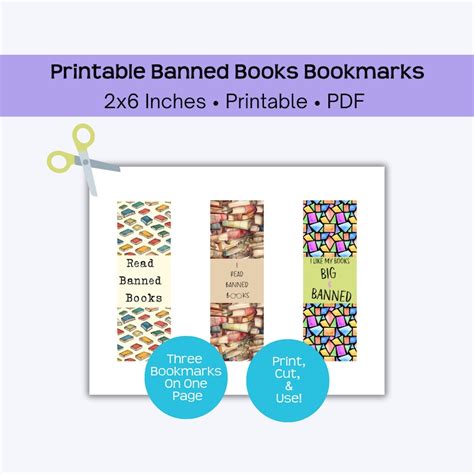 Printable Banned Book Bookmarks T For Book Lovers Instant Pdf