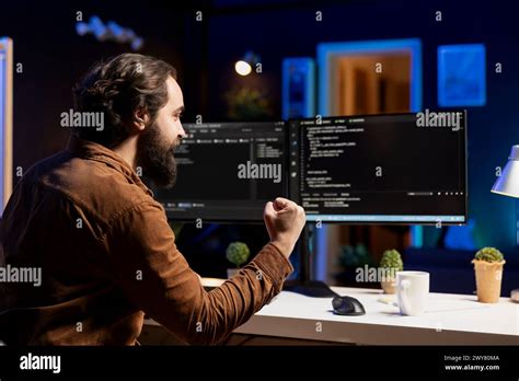 Happy Man Doing Software Quality Assurance Celebrating After Reading