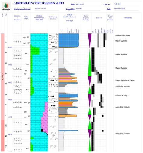 Lab Quality Core Description Log Geologix
