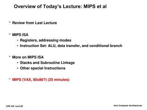 Ppt Cs455cpe 442 Computer Architecture And Engineering Mips