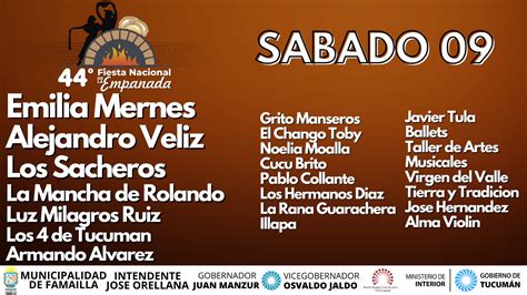 Cartelera Completa 44º Fiesta Nacional De La Empanada Famaillá