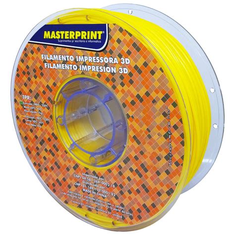 Filamento 3D TPR Borracha Amarelo 2 85mm 1Kg Masterprint Mundoware