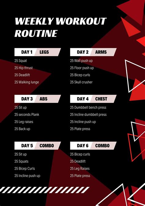 Gym Weekly Workout Chart For Men