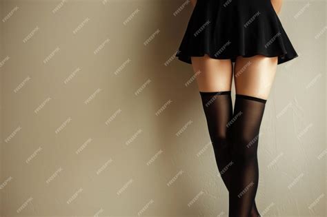 Premium Photo A Woman Wearing A Black Skirt And Black Stockings