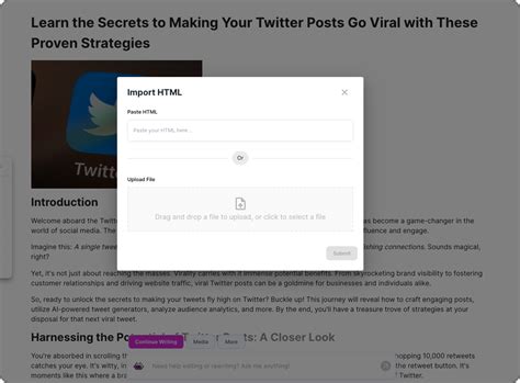 guide to importing content into junia ai html docs and more