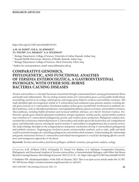 Pdf Comparative Genomics Phylogenetic And Functional Analysis Of Yersinia Enterocolitica A
