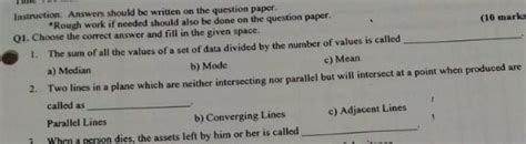 Solved Instruction Answers Should Be Writien On The Question Paper