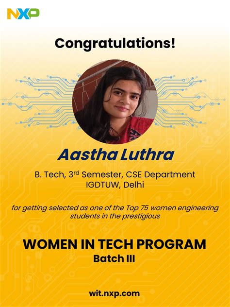 Aastha Luthra On Linkedin Womenintech Nxp Witbatchiii