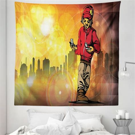Hip Hop Tapestry Rap Music And Dance Themed Image A Rapper Guy City