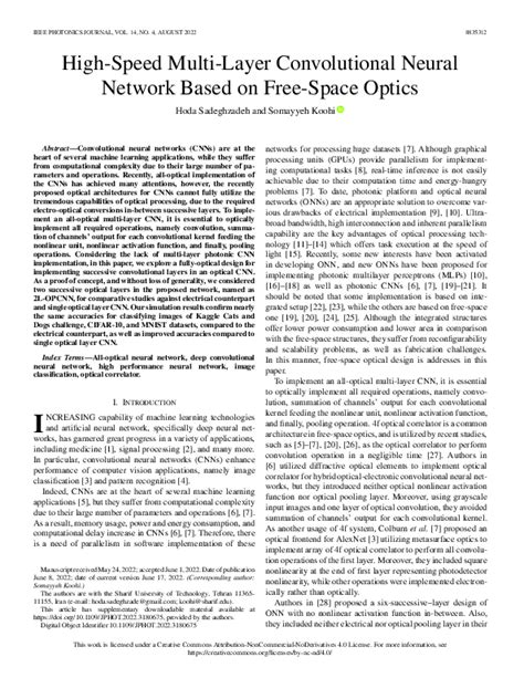 Pdf High Speed Multi Layer Convolutional Neural Network Based On Free