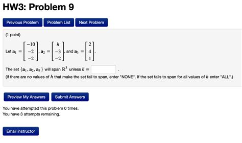 Solved Hw3 Problem 9 Previous Problem Problem List Next