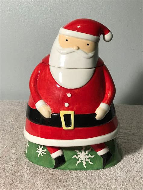 Large Ceramic Santa Cookie Jar Christmas Holiday Home Kitchen