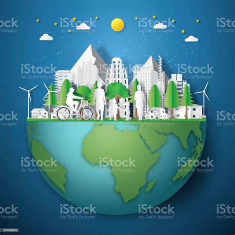 민족 운동과 여름 건강 한 성격으로 세계에 공원에서 신선한 공기 종이 예술과 공예 스타일에 밤 도시에서 휴식 행성 지구에 대한 스톡 벡터 아트 및 기타 이미지 Istock