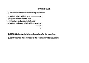 Reaction Of Metals With Acids By John Wheeler Teachers Pay Teachers