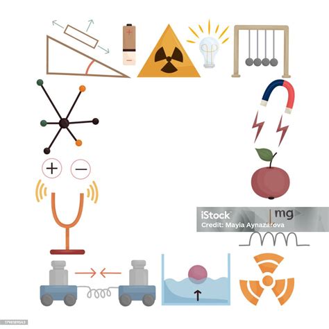 School Science Frame Illustration Physics Supplies Clipart Set