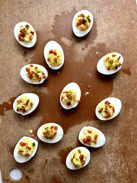 Cucumber Bacon Deviled Eggs