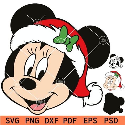Minnie With Santa Hat Retro Text Svg Stacked Christmas Minnie Svg