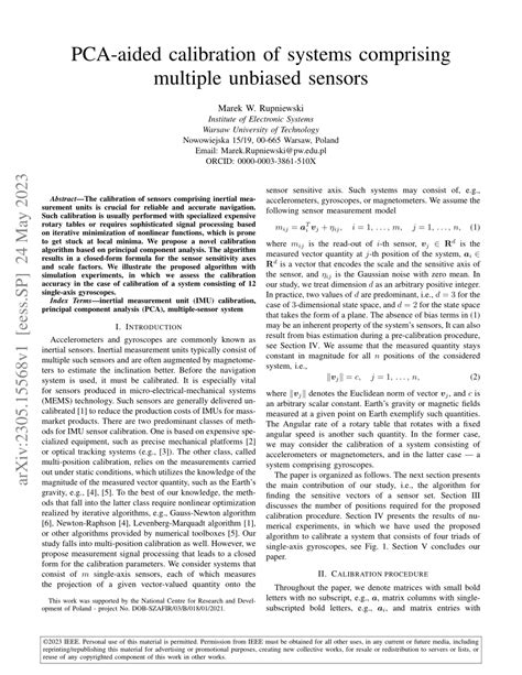 Pdf Pca Aided Calibration Of Systems Comprising Multiple Unbiased Sensors