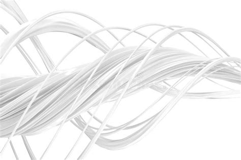 Abstract White Flowing Lines With Dynamic Movement And Fluid Geometry Stock Illustration